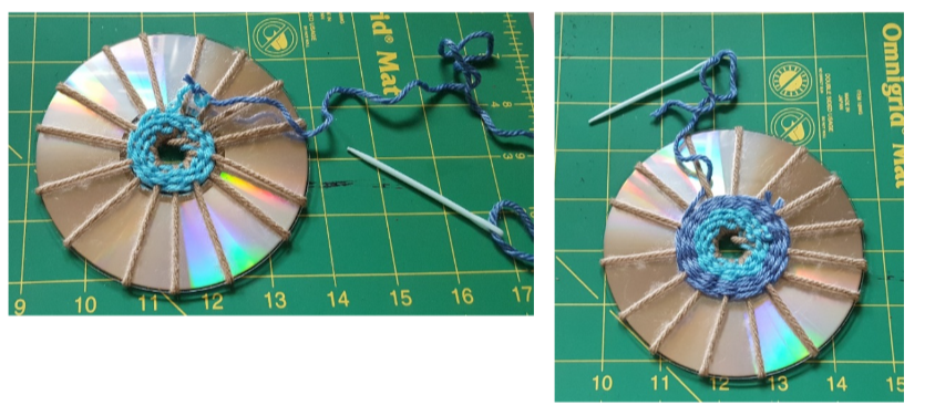 Upcycle CDs into Woven Coasters - The Cleveland Moms