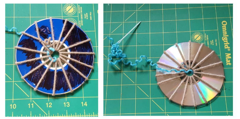 Upcycle CDs into Woven Coasters - The Cleveland Moms